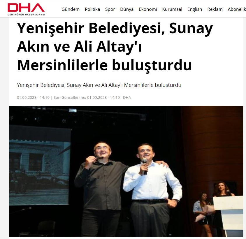 Yenişehir Belediyesi Sunay Akın ve Ali Altay’ı Mersinlilerle buluşturdu ...